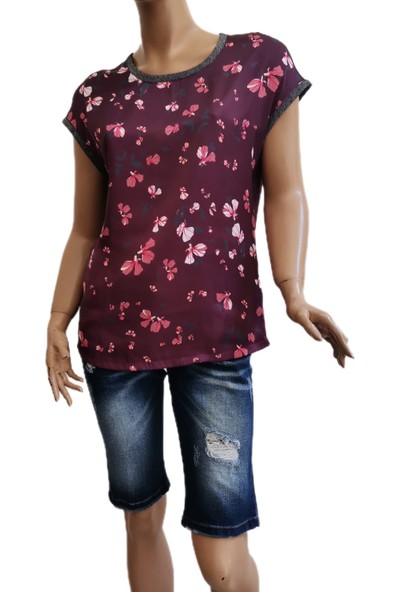 Bordo Önü Saten Arka Penye Bluz Bordo Önü Saten Arka Penye Bluz