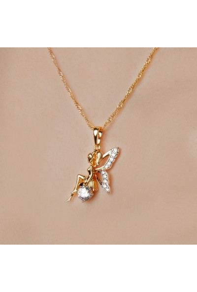 Lekka Design Kadın Kararmaz Çelik Tek Taşlı Melek Lüks Kolye Lekka Design Kadın Kararmaz Çelik Tek Taşlı Melek Lüks Kolye