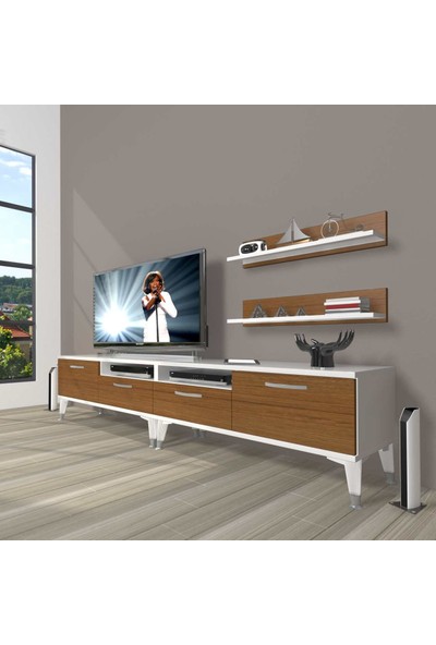 Decoraktiv Eko 200R Mdf Silver Tv Ünitesi Tv Sehpası - Beyaz - Ceviz