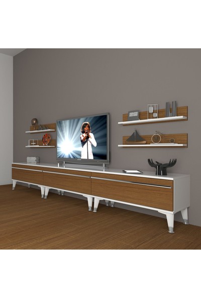 Decoraktiv Eko 270R Mdf Silver Tv Ünitesi Tv Sehpası - Beyaz - Ceviz