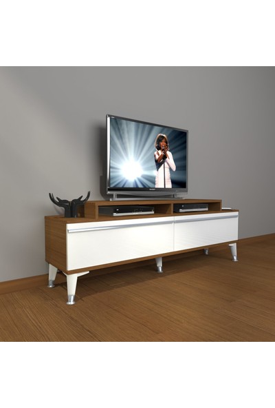 Decoraktiv Ekoflex 4 Mdf Silver Tv Ünitesi Tv Sehpası - Ceviz - Beyaz