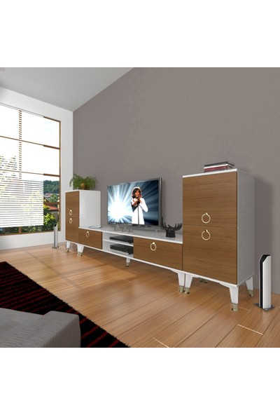 Decoraktiv Eko On2 Mdf DVD Gold Tv Ünitesi Tv Sehpası - Beyaz - Ceviz