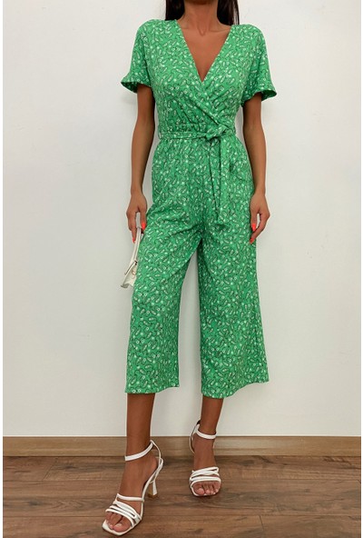 MyLove Çıtır Çiçek Kruvaze Tulum Yeşil MyLove Çıtır Çiçek Kruvaze Tulum Yeşil