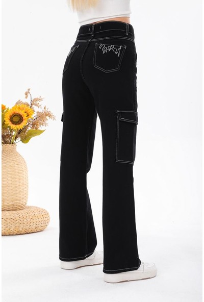Emi Kargo Cepli Siyah Pantolon