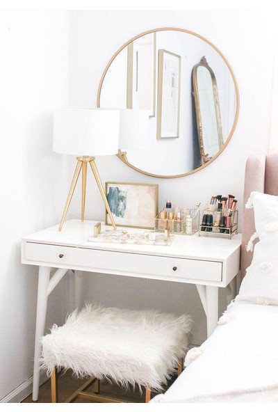 Babish Home Çok Amaçlı Şık ve Aynalı Dekoratif Beyaz Makyaj Masası Babish Home Çok Amaçlı Şık ve Aynalı Dekoratif Beyaz Makyaj Masası