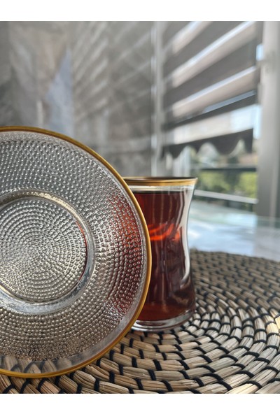 Ala Benek Altın Rim Çay Seti 12 Parça