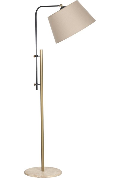 Vinner Eskitme Kaplama Asansörlü Mermer Tabanlı Metal Lambader - Krem