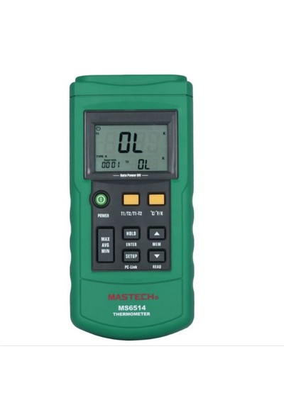 MS6514 USB Arayüzü Yeşil ile Çift Dijital Termometre