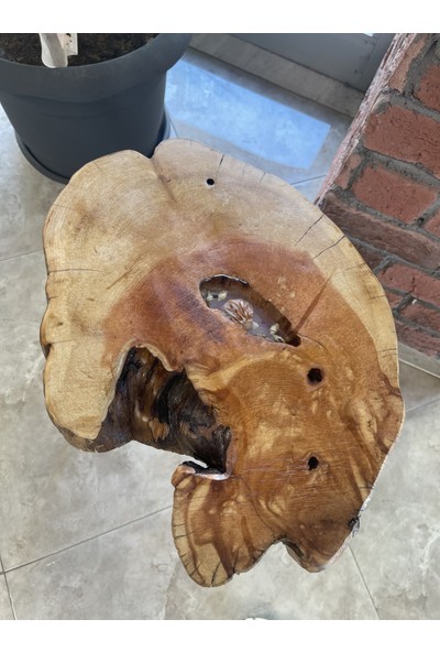 Epoksi Dekoratif Görünümlü Ardıç Ağacı Masa