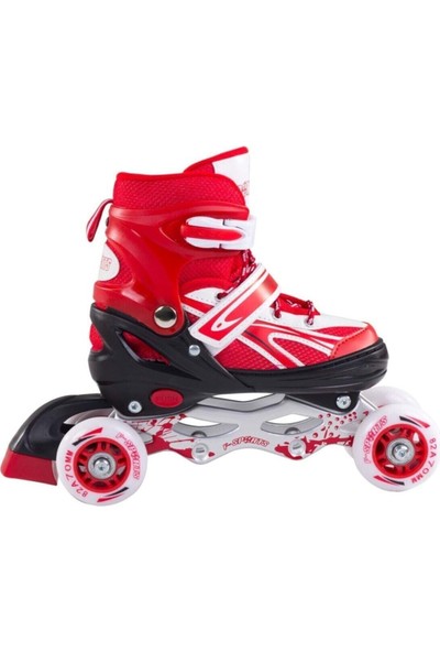 Furkan Toys F-Sports Kırmızı Ayarlabilir 2+2 Işıklı Metal Alıştırma Pateni Large Furkan Toys F-Sports Kırmızı Ayarlabilir 2+2 Işıklı Metal Alıştırma Pateni Large