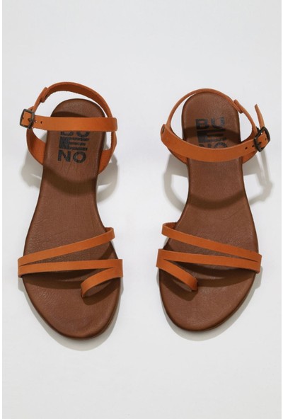 Bueno Shoes Turuncu Nubuk Kadın Düz Sandalet