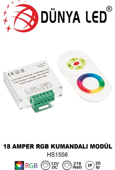 Dünya Led HS.1556 18 Amper 216W Rgb Kumanda Modül