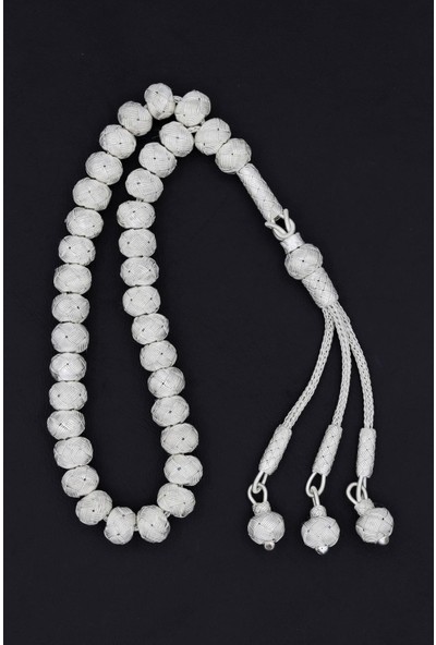 Akyüz Gümüş 1000 Ayar Orta Boy Kazaziye Gümüş Tesbih 066