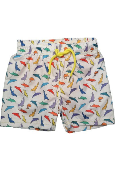 Verscon Balina Baskılı Beyaz Deniz Şortu