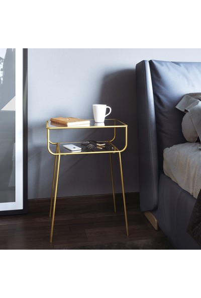 Catchme Geyik Yan Sehpa, Metal Sehpa, Cam Sehpa, Salon, Yatak Odası, Antre