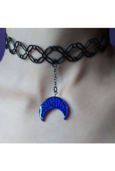 Berlin Shop Çift Taraflı Hilal Temalı Choker Seramik Kil Dövme Tattoo Kolye Berlin Shop Çift Taraflı Hilal Temalı Choker Seramik Kil Dövme Tattoo Kolye
