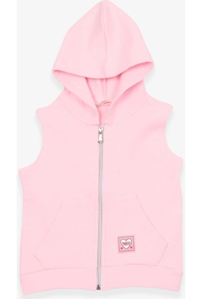 Breeze Kız Çocuk Yelek Kapüşonlu Fermuarlı Pudra (3-8 Yaş)