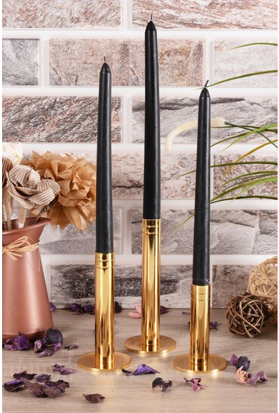 Esslight Carmen 3'lü Set Modern Dekoratif Gold Şamdan Mumluk