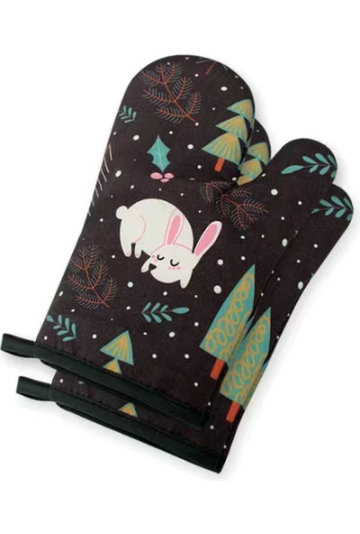 Hausen Tavşan Kalıntıya Karşı Sıcak Fırın Eldivenleri - Siyah (Yurt Dışından)