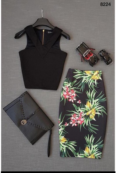 Yeni Sezon Etek Bluz Takım - Siyah