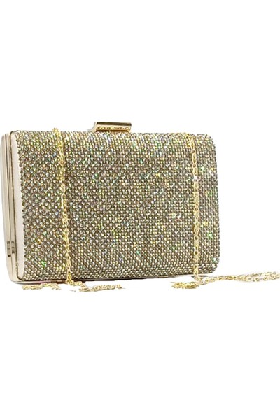 Duygushoesbag Kadın El ve Omuz Abiye Çanta Taş Kaplama Geniş Tek Bölme