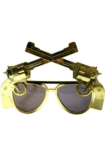 Pandoli Western Partisi Tabanca Şekilli Parti Gözlüğü Alltın Renk