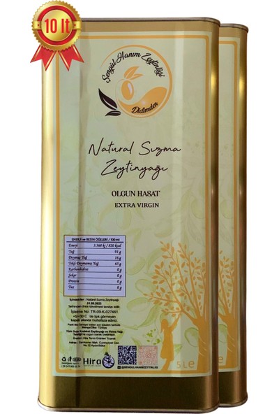 Şengül Hanım Zeytinliği Didimden Soğuk Sıkım Naturel Sızma Zeytinyağı 10 Lt Şengül Hanım Zeytinliği Didimden Soğuk Sıkım Naturel Sızma Zeytinyağı 10 Lt