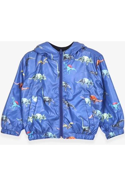 Breeze Erkek Çocuk Yağmurluk Dinozor Desenli Saks Mavisi (1-6 Yaş)