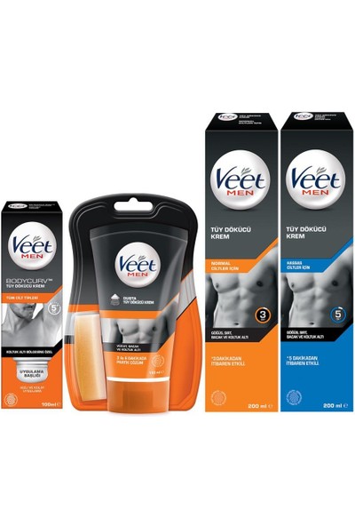 Veet Men 200 ml Tüy Dökücü Krem + Hassas 200 ml Krem + 150 ml Duşta Krem + 100 ml Koltuk Altı Özel Veet Men 200 ml Tüy Dökücü Krem + Hassas 200 ml Krem + 150 ml Duşta Krem + 100 ml Koltuk Altı Özel