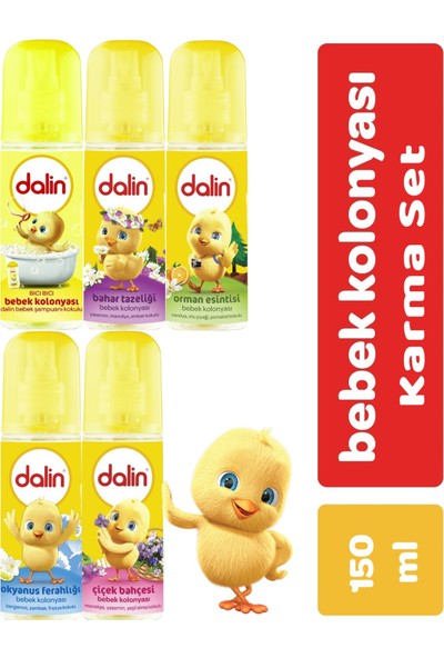 Dalin Bebek Kolonyası 150ML (Bıcı Bıcı-Orman-Çiçek-Okyanus-Bahar) Karma 5 Li Set