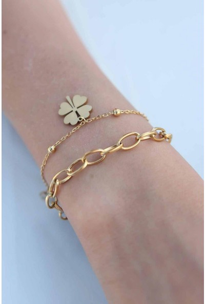 Karazona Kadın Papatya Figürlü Çelik Zincir Bileklik KZ-BB4430