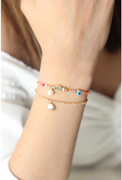 Karazona Kadın Balık Deniz Kabuğu Figürlü Bileklik KZ-BB4418