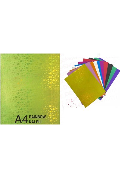 Cmk A4 10 Renk Rainbow Kalp Lielişi Kağıdı 10'lu Paket