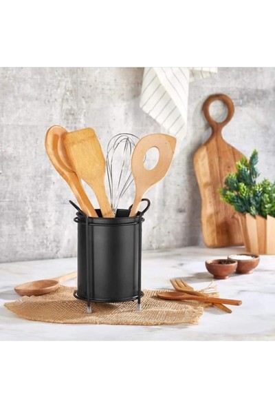 Lüks Dekoratif Mat Siyah Tezgah Üstü Metal Kaşıklık - Dekoratif Kaşıklık