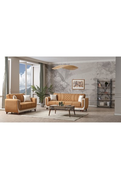 Furnia Berre Koltuk Takımı Turuncu 3-2