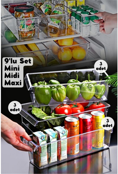 Nandy Home 9'lu Set Tall Clear Buzdolabı & Dolap Içi Düzenleyici Organizer Nandy Home 9'lu Set Tall Clear Buzdolabı & Dolap Içi Düzenleyici Organizer