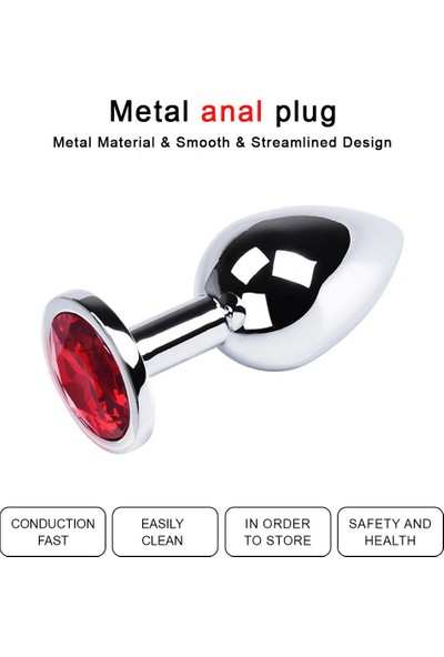 Joytoy Kırmızı Taşlı Metal Anal Tıpa Vajinal Dildo M Size Joytoy Kırmızı Taşlı Metal Anal Tıpa Vajinal Dildo M Size