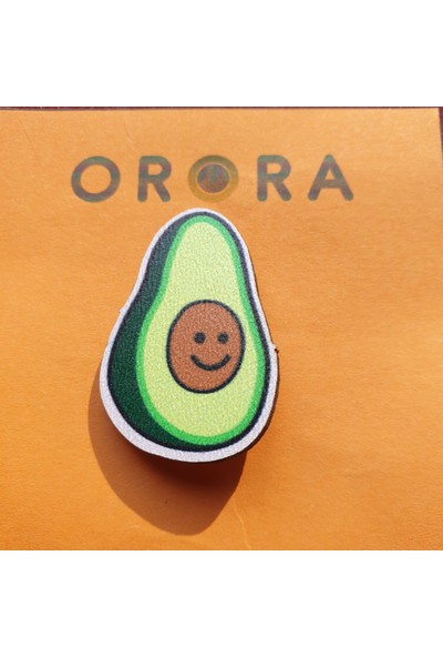 Ororabutik Avokado Ahşap Broş -Rozet 2-3cm