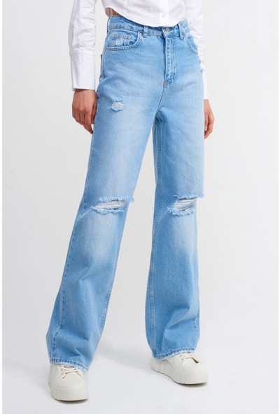 Açık Renk Lazerli Wideleg Pantolon