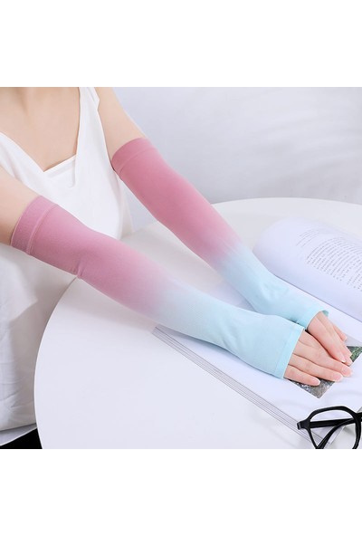 Hi Stores Çift Renkli Elastik Ince Kumaş Kolluk - Pembe / Yeşil (Yurt Dışından)