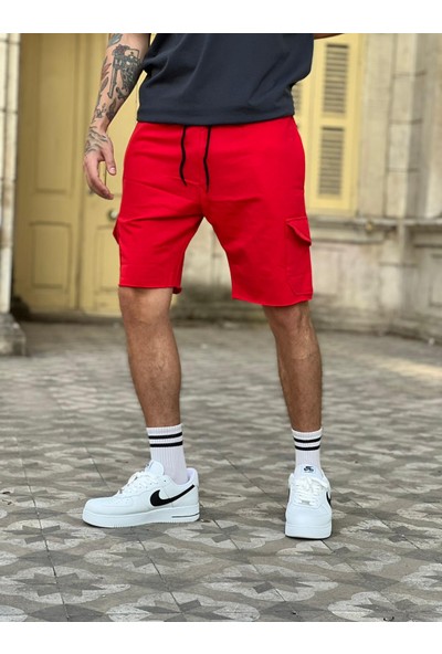 Be Original Erkek Kırmızı Regular Fit Kargo Cepli Bermuda Şort Be Original Erkek Kırmızı Regular Fit Kargo Cepli Bermuda Şort