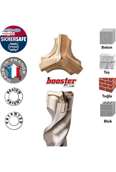 Dıager Ush 15X160 Sds Plus Donatılı Beton Delme Ucu Booster+ Dıager Ush 15X160 Sds Plus Donatılı Beton Delme Ucu Booster+