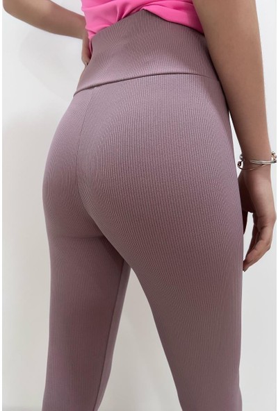 My Honey Butik Yüksek Bel Fitilli Mürdüm Tayt My Honey Butik Yüksek Bel Fitilli Mürdüm Tayt