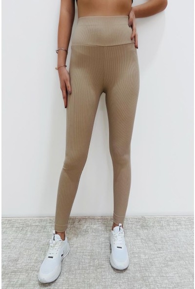 My Honey Butik Yüksek Bel Fitilli Bej Tayt My Honey Butik Yüksek Bel Fitilli Bej Tayt