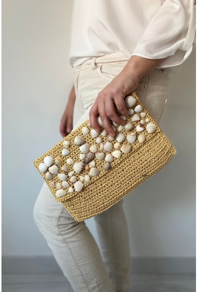 Ceren Kadın Kağıt Ip El Örgüsü Pörtföy Çanta