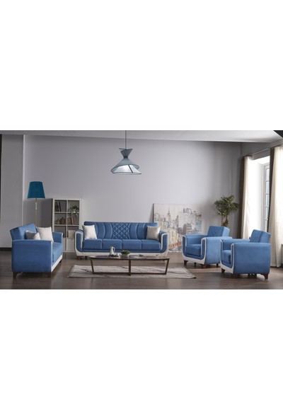 Furnia Berre Koltuk Takımı Mavi 3-3-1