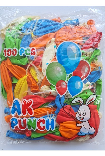 Cmk Karışık Renkli Lastikli Punch Balon Seti 100'lü Paket Cmk Karışık Renkli Lastikli Punch Balon Seti 100'lü Paket