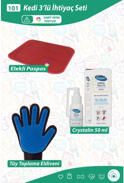 Crystalin Kedi 3'lü Ihtiyaç Seti 101 - Crystalin Animal Healt Kedi Köpek Ağız ve Göz Solüsyonu Paspas Eldiven Crystalin Kedi 3'lü Ihtiyaç Seti 101 - Crystalin Animal Healt Kedi Köpek Ağız ve Göz Solüsyonu Paspas Eldiven