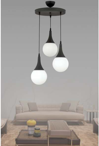 Esslight Mila 3'lü Modern Beyaz Glop Camlı Sarkıt Avize Esslight Mila 3'lü Modern Beyaz Glop Camlı Sarkıt Avize