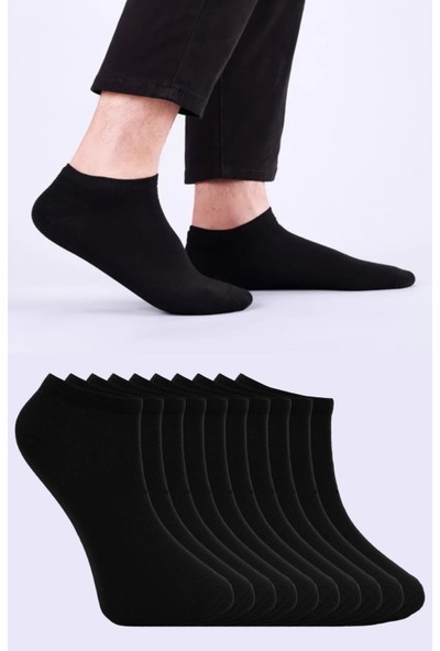 Soft Erkek Siyah Renk Pamuklu 10 Lu Patik Çorap Soft Erkek Siyah Renk Pamuklu 10 Lu Patik Çorap